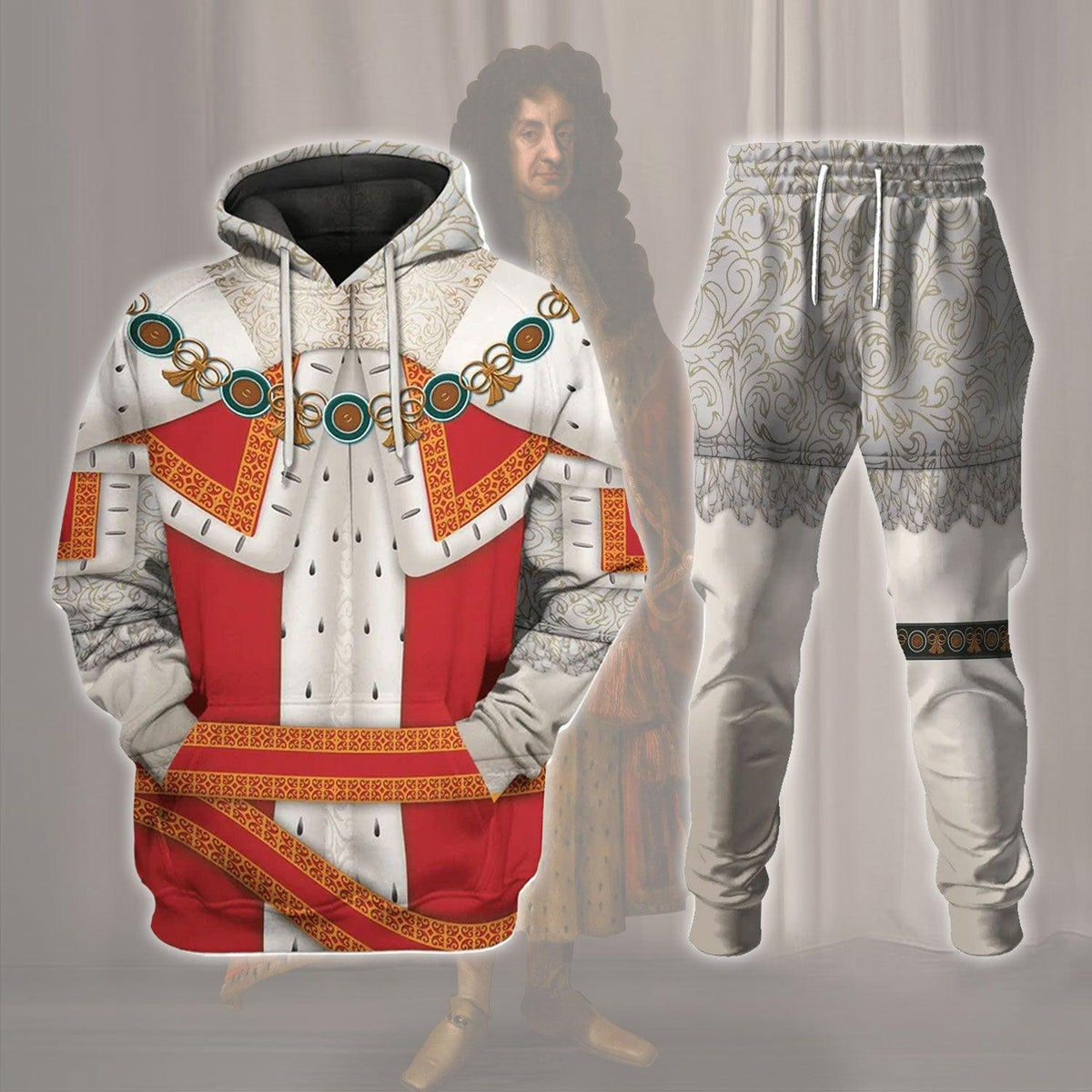 CustomsPig Charles II King of England Costume Hoodie Sweatshirt T-Shir