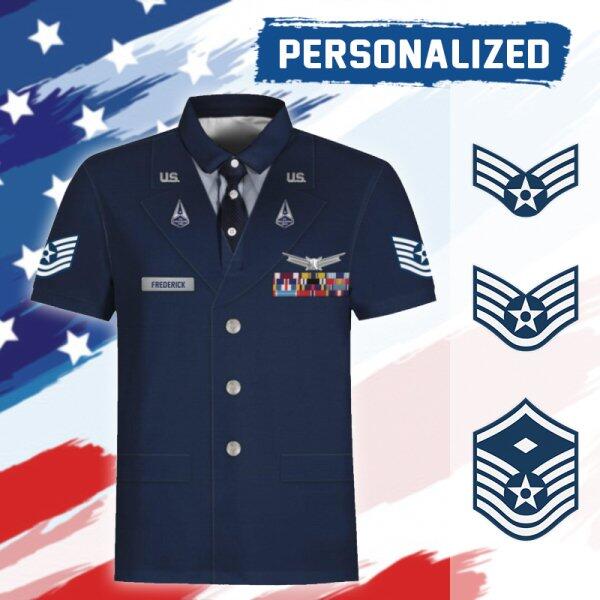 Gearhomies Unisex Polo Shirt U.S Space Force Service Dress 3D Uniform ...