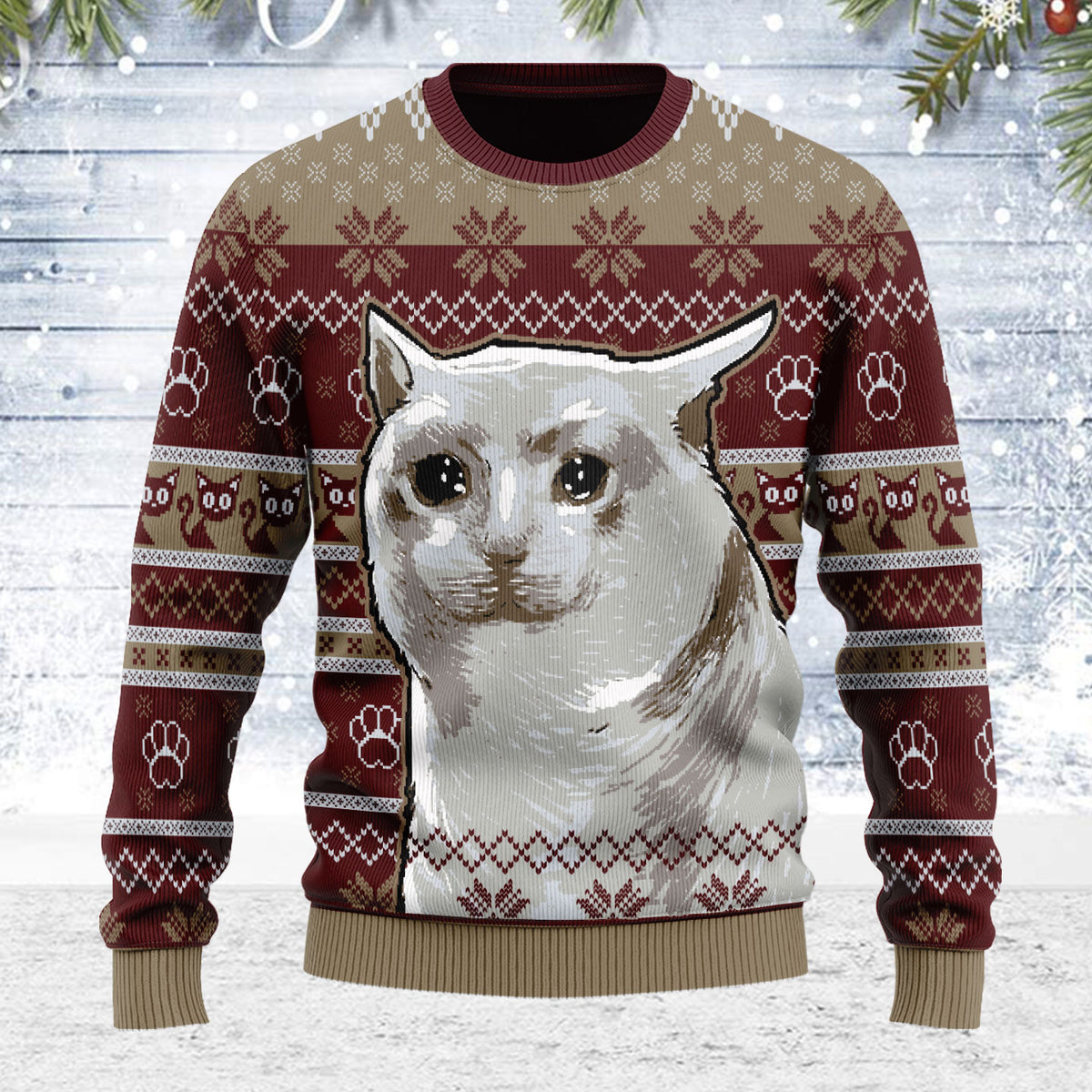 Customspig Ugly Christmas Sweater Nobiko Cat Meme 3D Apparel – CustomsPig