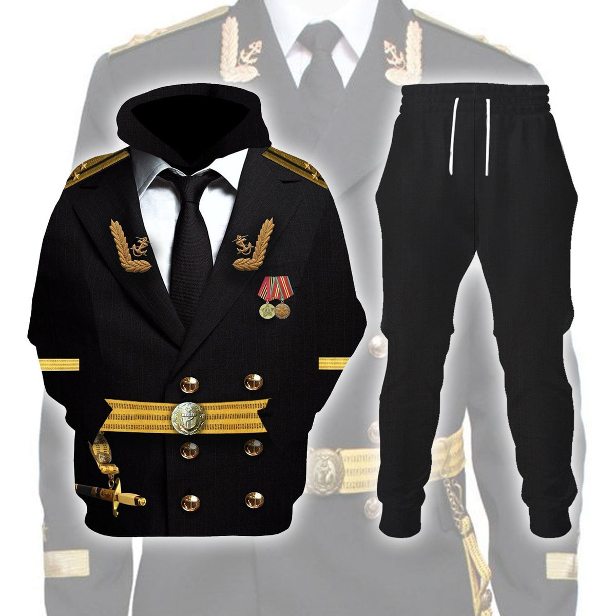 CustomsPig Soviet Naval Captain Uniform Hoodies Pullover Sweatshirt ...